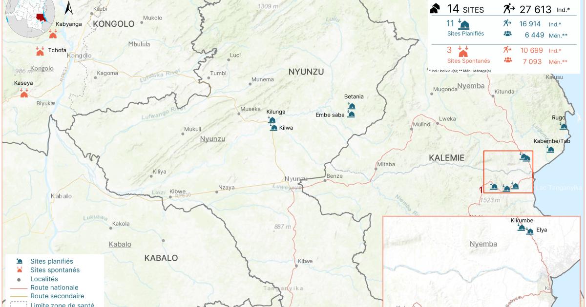 RDC - Cartographie des sites CCCM TANGANYIKA Aout 2024 | CCCM Cluster