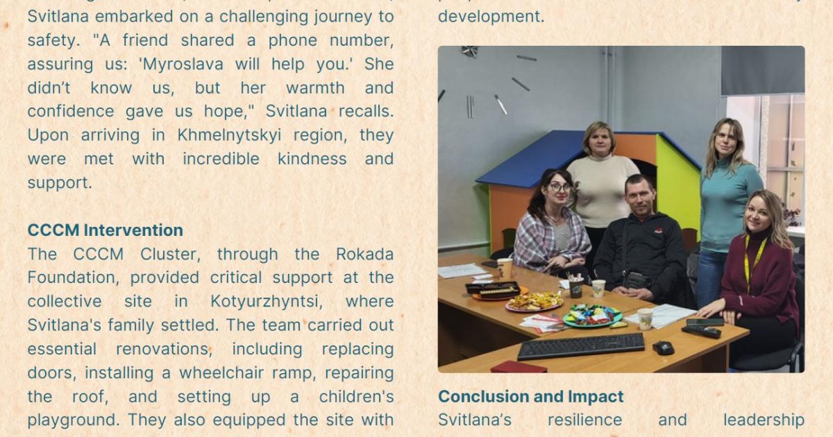 Human Impact Stories - Svitlana and Rokada, April 2025 | CCCM Cluster